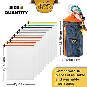 TOMMY SHOOK Reusable Mesh Produce Bags - Storage Bags Dispenser, Reusable Vegetable Produce Bags - Mesh Bags for Vegetables, Vegetable Bags for Refrigerator, Reusable Produce Bags Grocery Washable