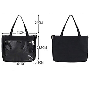 Japanese Harajuku Shoulder Bag Itabag Crossbody Transparent Handbag (Black) One_Size