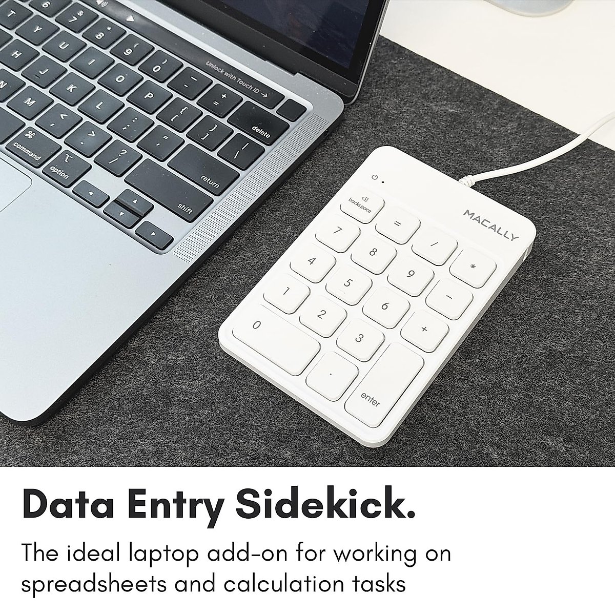 Macally USB Numeric Keypad | Wired Number Pad | External Number Pad for Laptop Computer Desk PC Mac (Perfect for Data Entry) 10 Key USB Keypad