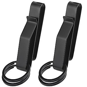 Duty Belt Key Holder, 2 Pack Belt Key Clip, Stainless Steel Stealth Belt Loop Key Ring Holder with 4 Keyrings UIInosoo for Police Handcuff and Fire Agencies Fits Max 2.25 Inch Belt