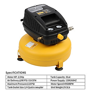 FORNAX Pancake Air Compressor, 3 Gallon, 100 PSI Portable Air Compressor, Oil Free