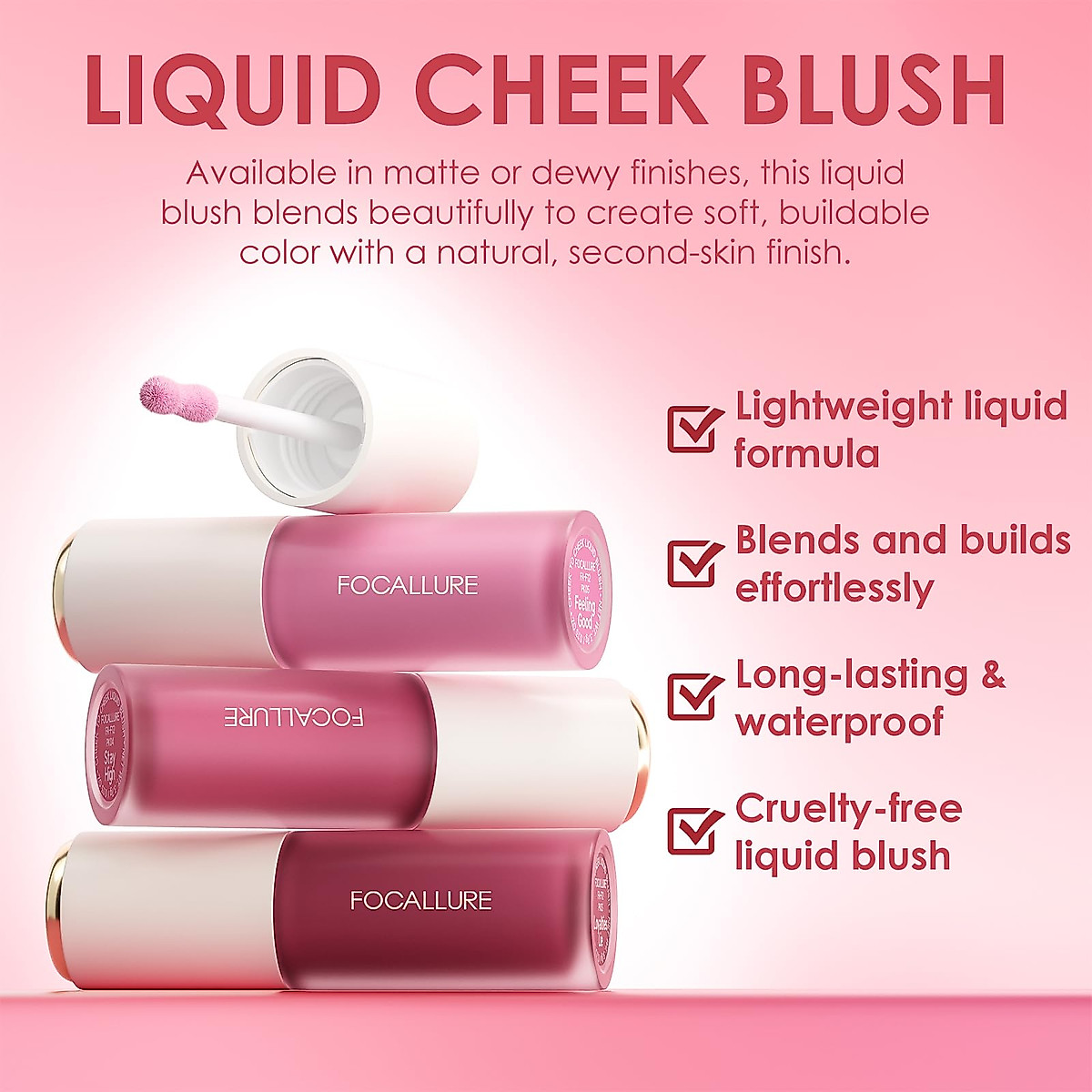 FOCALLURE Silky Cream Liquid Blush,Leaving a Matte Dewy Makeup Look,Easy to Apply and Create a Natural Flush,Long Lasting and Lightweight Cheek Blush Face Makeup,BAD GAME