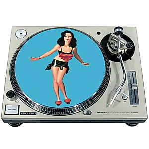 Slipmat Slip Mat Scratch Pad Felt for any 12" LP DJ Vinyl Turntable Record Player Custom Graphical - Pin Up Girl Kiss