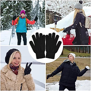 UWEIDOIT 3 Pairs Black Knit Gloves, Winter Magic Gloves, Warm Gloves for Adults, Stretchy Warm Knit Gloves For Men Women