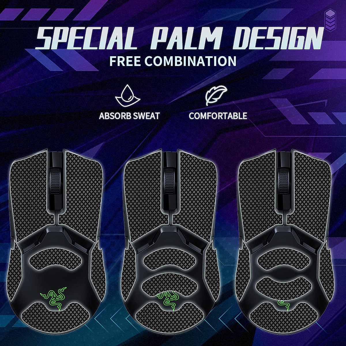 TALONGAMES Mouse Anti Slip Grip Tape Compatible with Razer Viper/Viper Ultimate Gaming Mouse, Palm Sweat Absorption, Thin 0.5mm,Cut to Fit, Easy to Apply, Mouse Skin