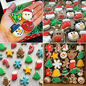 Mini Christmas Cookie Cutters Set 15 Pieces Stainless Steel Cookie Cutter Set for Baking -Christmas Tree,Snowman,Reindeer,Santa Face, Star,Stocking,Candy Cane ,Gingerbread Man and More