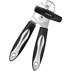 Can Opener, Stainless Steel Manual Can Opener, Food-Safe, Multifunctional Bottle Openers with Non-Slip Handle & Oversized Turn Knob, Smooth Edge, Ultra Sharp Cutting for Seniors with Arthritis