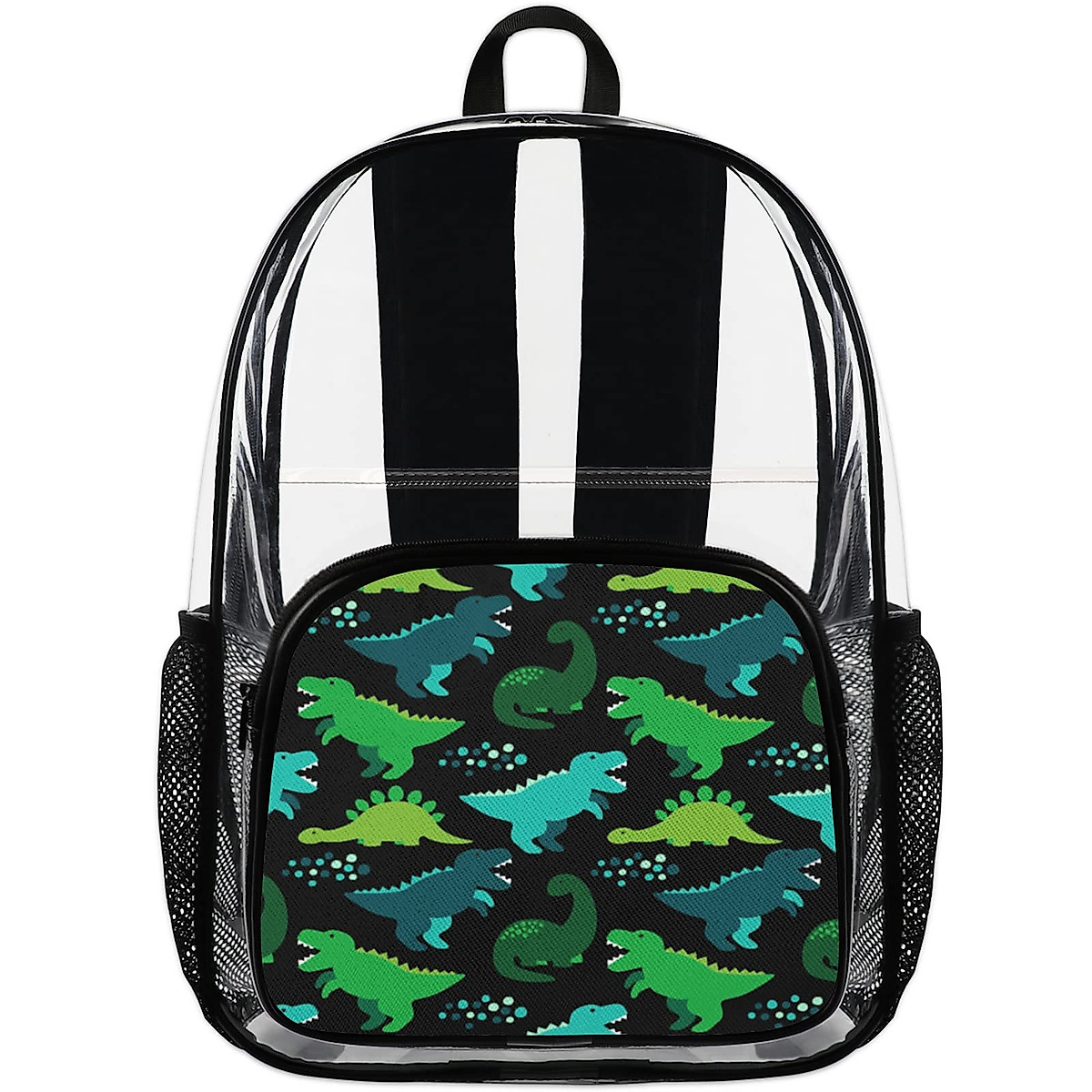 Heavy Duty Clear Backpack Stadium Approved, Caroon Dinosaur PVC Transparent Backpack See Through Large Bookbag for Work School Travel College