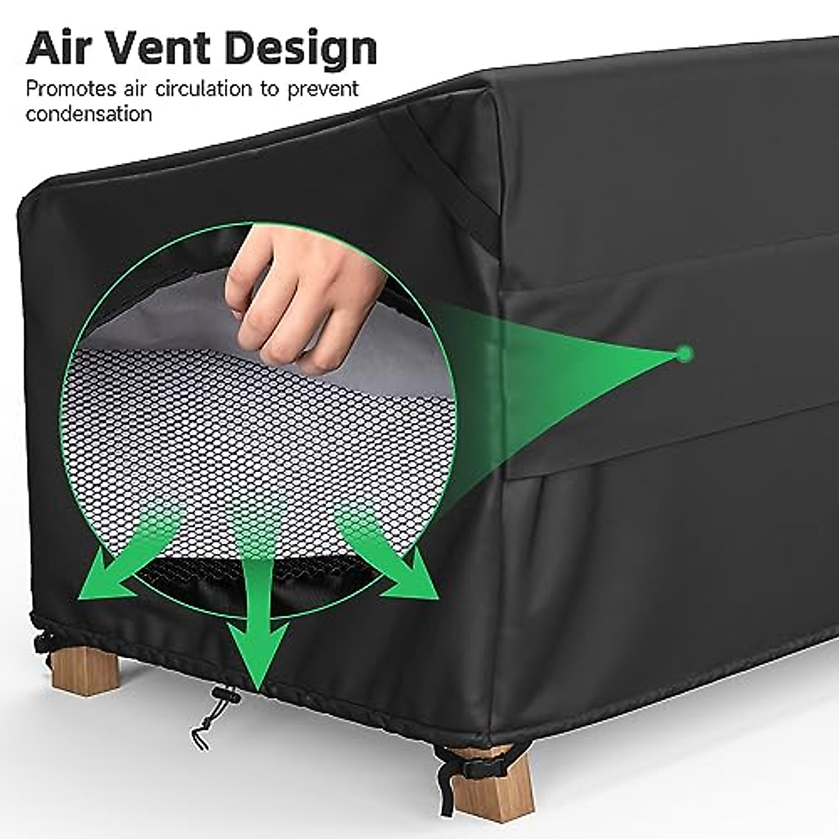 MR.COVER Patio Furniture Covers Waterproof, 3-Seater Outdoor Couch Cover, Fits up to 80W x 38D x 35H inches, with Air Vent and Handles, Black