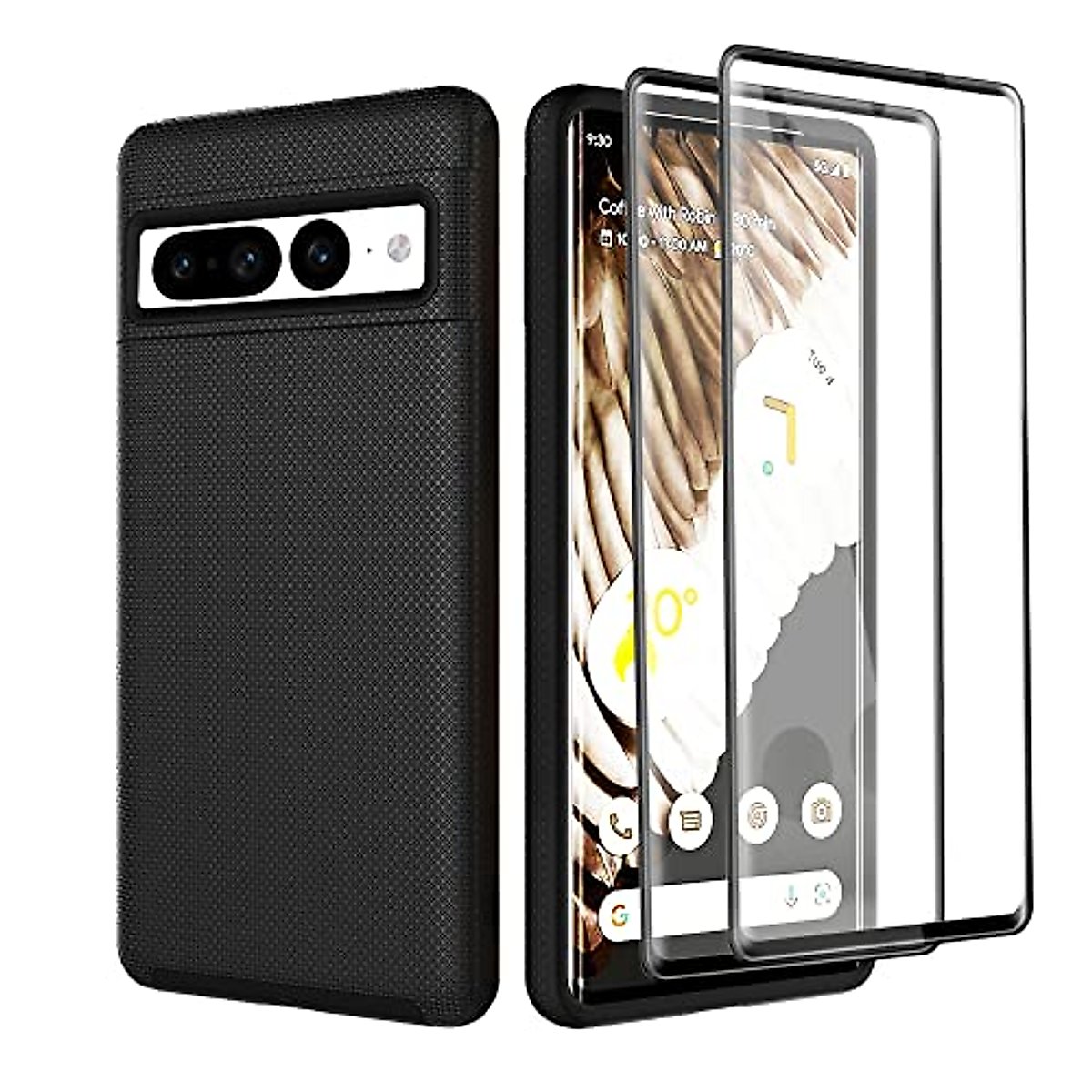 Google Pixel 7 Pro Case with Screen Protector, Dual Guard Shockproof Protection Military Grade Heavy Duty Dual Layer Case for Google Pixel 7 Pro (Black)