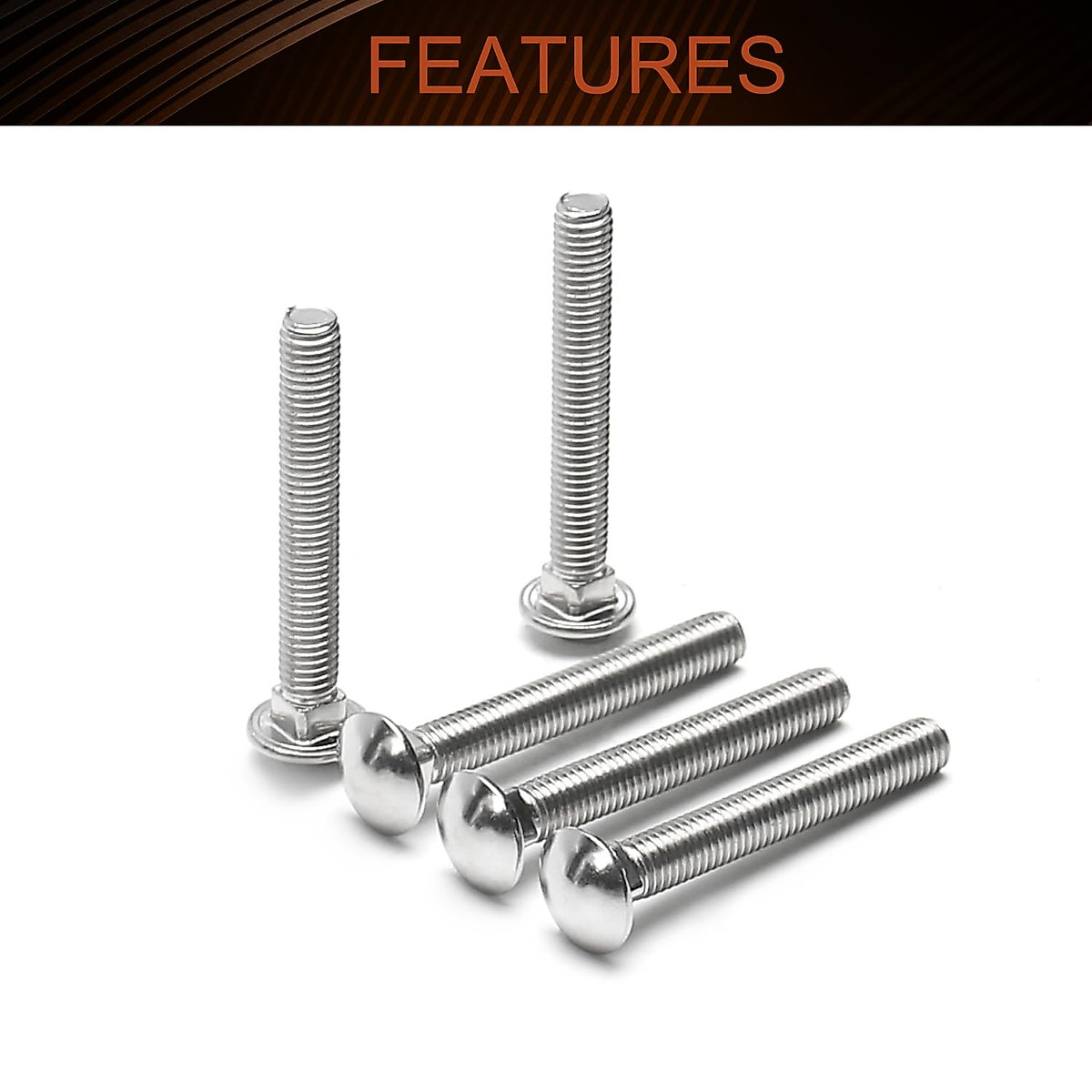 MroMax 8PCS Carriage Bolts M8x60mm Half Round Head Square Neck Bolt Fasteners 304 Stainless Steel Neck Carriage Bolt Silver Tone