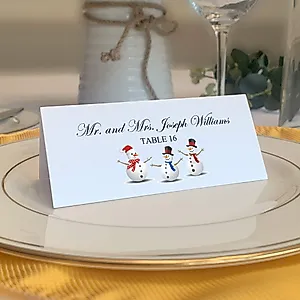 Holiday and Winter Snowman Printable Place Cards, Set of 60 (10 Sheets), Laser & Inkjet Printers - Wedding, Party, Dinner, and Special Events - Made in the USA