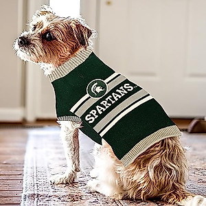 Pets First NCAA Michigan State Spartans Dog Sweater, Size Extra Small. Warm and Cozy Knit Pet Sweater with NCAA Team Logo, Best Puppy Sweater for Large and Small Dogs, Team Color (MS-4179-XS)