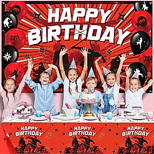 3 Pieces Ninja Pattern Tablecloths, Ninja Birthday Party Supplies Disposable Plastic Rectangular Ninja Themed Table Covers for Teens Birthday Party Decorations, 108 x 54 Inches