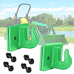 2 Pack 3/8" Tractor Bucket Grab Hook, G70 Forged Steel Bolt On Grab Hook for Tractor Bucket, Heavy Duty Tow Hook with Backer Plate Available Work Well for Loader Buckets, Truck RV, UTV (Green)