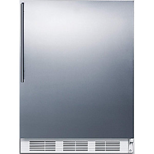Summit Appliance CT661WSSHVADA 24" Wide Refrigerator-Freezer, ADA Compliant; Cycle Defrost; Stainless Steel Door; Professional Thin Handle; Adjustable Glass Shelves; Wine Shelf; White Cabinet