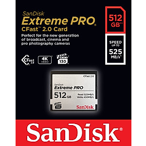 SanDisk 512GB Extreme PRO CFast 2.0 Memory Card - SDCFSP-512G-G46D