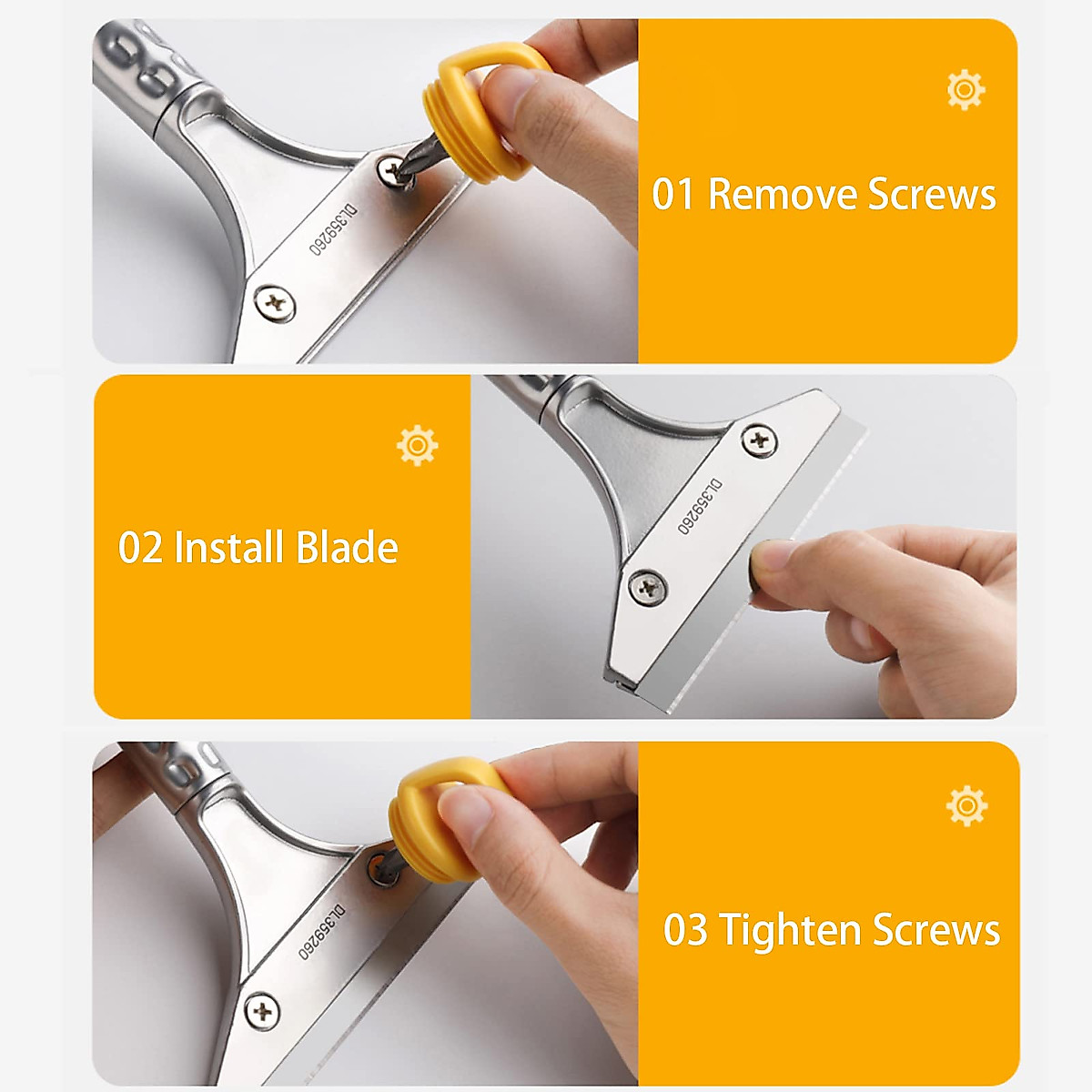 GAILY YOUTH Paint Scraper 2 Pcs, Floor Scraper with 10 Pcs Metal Blades, Long Handle Razor Blade Scraper for Cleaning Stove Top Windows Glass Wallpaper（25 cm)