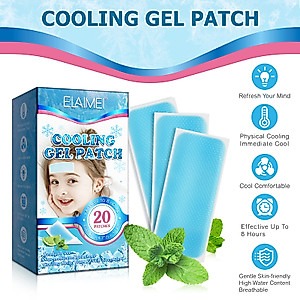 20 Sheets Fever Patches for Kids - Hot Weather Cooling Gel Patches for Adults - Headache Patches - Forehead Fever Cool Pads - Cooling & Pain Relief