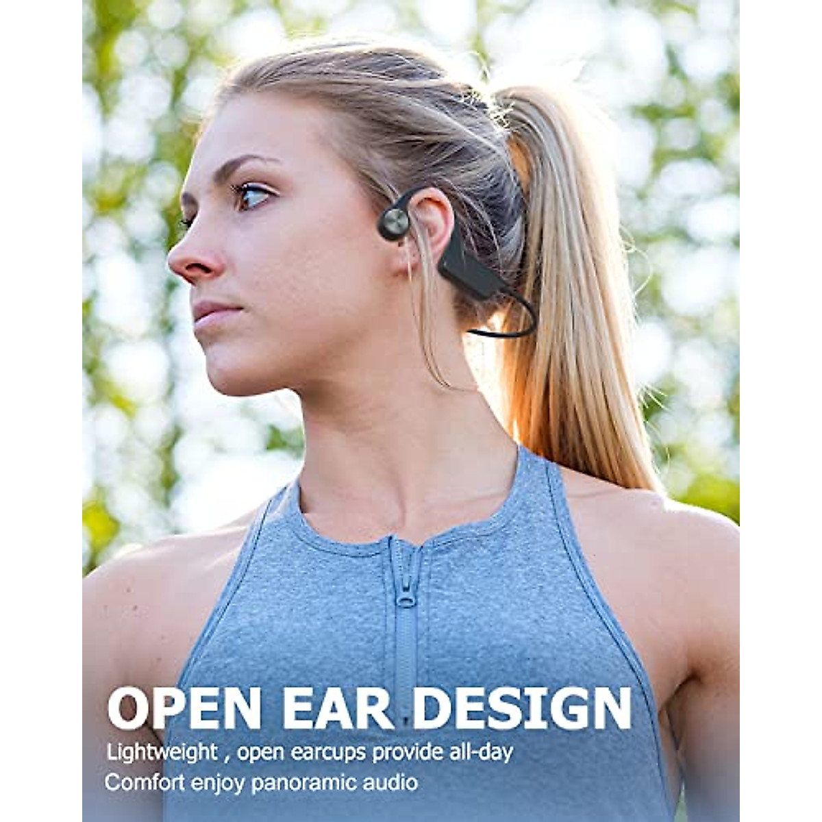 MONODEAL Bone Conduction Headphones Bluetooth Open Ear Headphones Wireless IPX5 Waterproof Headset with Microphone Sport Headphones Long Battery Life Earphones for Runners Fitness Cycling