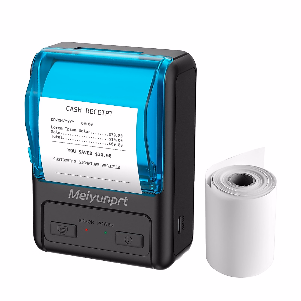 Meiyunprt Receipt Printer Bluetooth Portable Thermal POS Receipt Printer for Small Business 58mm Wireless Mini Mobile Receipt Printer for Android & Windows