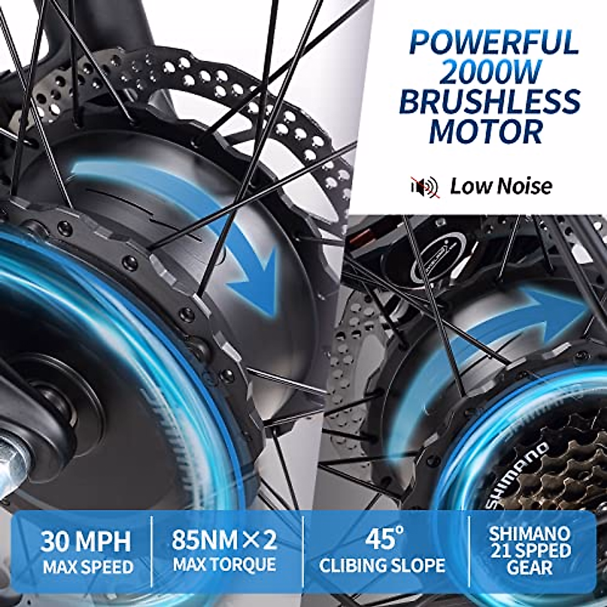 KETELES K800 2000W 23AH Electric Bike for Adults, 26'' All Terrain Fat Tire Beach Snow Electric Bicycle Dual Motor Removable Battery Up to 30MPH Mountain Ebikes Hydraulic Disc Brake Electric City Bike