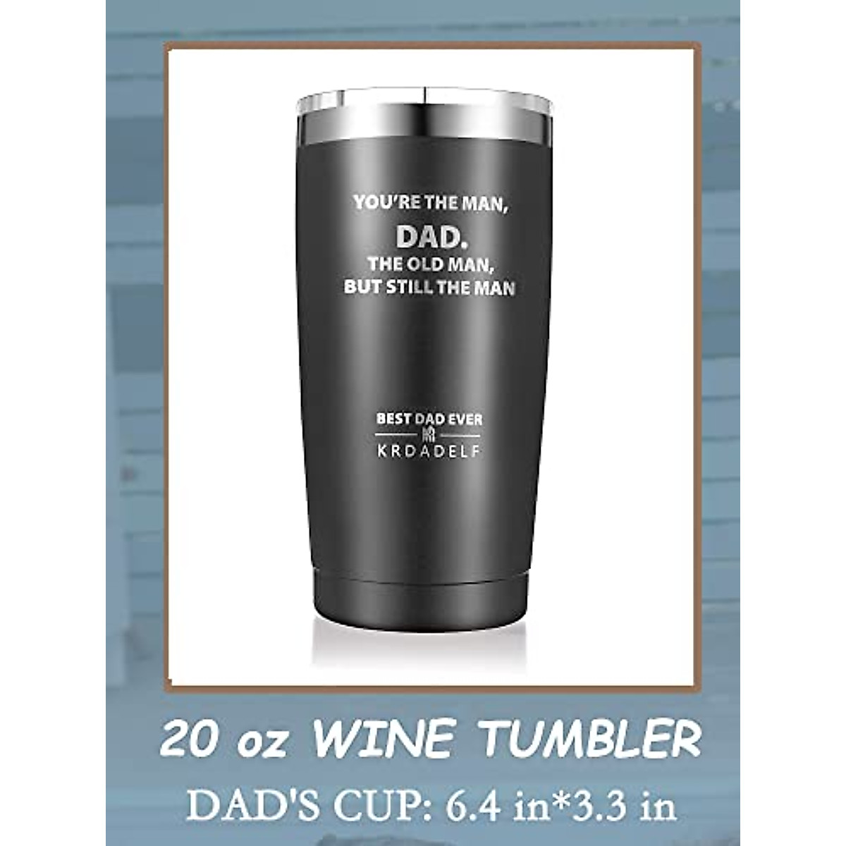 KRDADELF Dad Birthday Gifts from Daughter Son kids, 20oz Best Dad Wine Tumbler for Dad Who Wants Nothing Pocket Watch For Men Who Have Everything Gifts Idea for Fathers Day Christmas