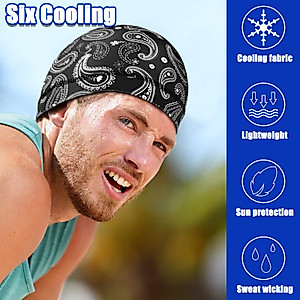 6 Pcs Men Cooling Skull Cap Helmet Liner Sweat Wicking Beanie Head Wrap Bicycle Cycling Running Hat (Lively Style) Multicoloured