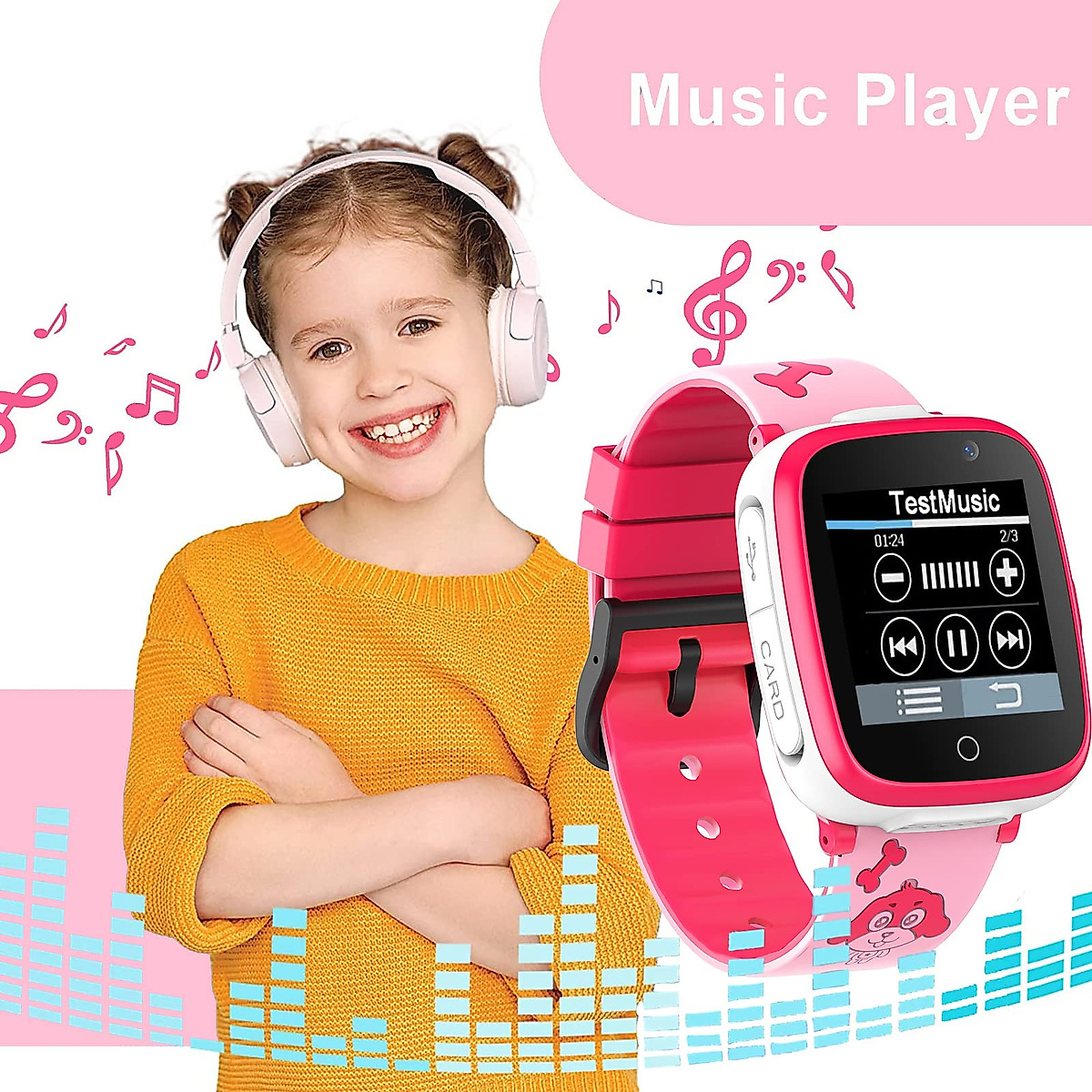 TOPUSER Game Smart Watch with 6 Puzzle Games 2 Way Phone Call Music Player Smartwatch Dual Camera Video Alarm Clock SOS Call Phone Watch Calculator Smart Watches Learning Toys for Birthday Gift