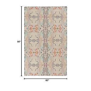Dash and Albert Chapel Hill Cotton Area Rug - 5' x 8' Multicolor Geometric Hand Loom Knotted Accent Rug - Durable, Low Pile, High Traffic Living Room, Hallway