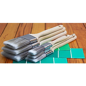 12PK 3 inch Flat Brush Premium Wall/Trim House Paint Brush Set for Professional Painter and Home Owners Painting Brushes for Cabinet Decks Fences Interior Exterior & Commercial Paintbrush.