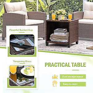 Devoko 3 Pieces Patio Furniture Set, PE Rattan Wicker Patio Set with Two Outdoor Chairs and Table, Upgraded Patio Chairs and Table for Porch, Garden Poolside Balcony