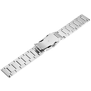 SINAIKE 20mm Silver Brushed Wristband Solid Stainless Steel Watch Band with Deployment Lock Buckle for Men Women