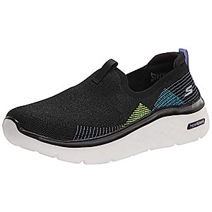 Skechers Women's GO Walk Hyper Burst Knit Slip ON Sneaker, Black/Multi, 7.5