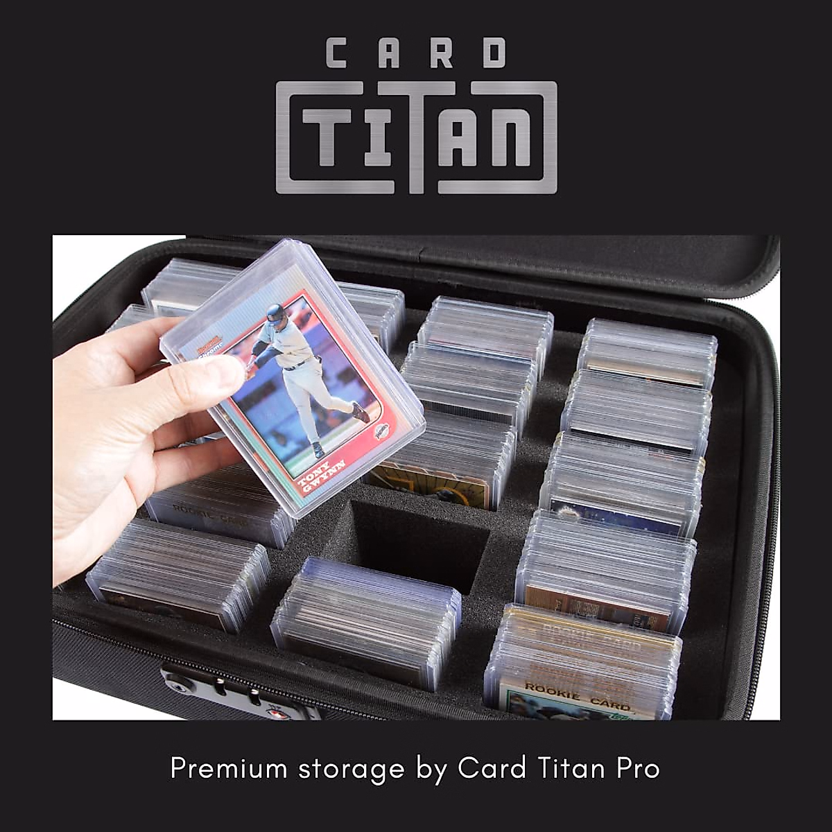 Card Titan Pro Toploader and One Touch Card Trading Card Storage Box with Zipper Lock - Sports Card Deck Box Fits Up to 400 Sleeved Pokemon Baseball Football Playing Cards or up to 80 Magnetic Cases