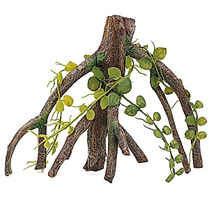 AQUA KT Reptile Corner Climbing Branch with Plant Snake Climb Tree for Bearded Dragon Lizard Hermit Crab Crested Gecko Leopard Chameleon Frog Terrarium Habitat