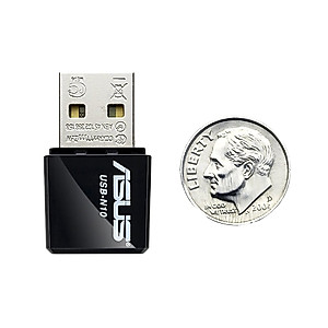 ASUS (USB-N10) wireless-N USB Adapter (150Mbps Transmit / 150Mbps Receive) with fast USB2.0 Interface, software WPS Button Support, Black