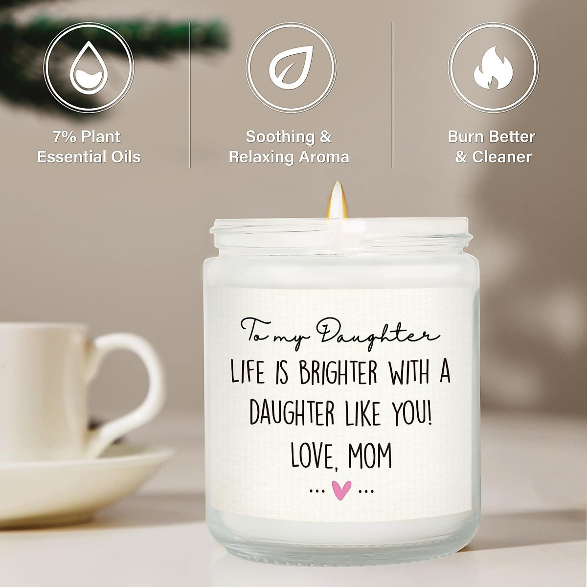 GiltGlimmer Daughter Christmas Gift from Mom, Daughter Gifts, Unique Birthday Gifts for Daughter, Lavender Scented Candle for Daughter Mothers Day Graduation Back to School Wedding Bridal Shower Gift