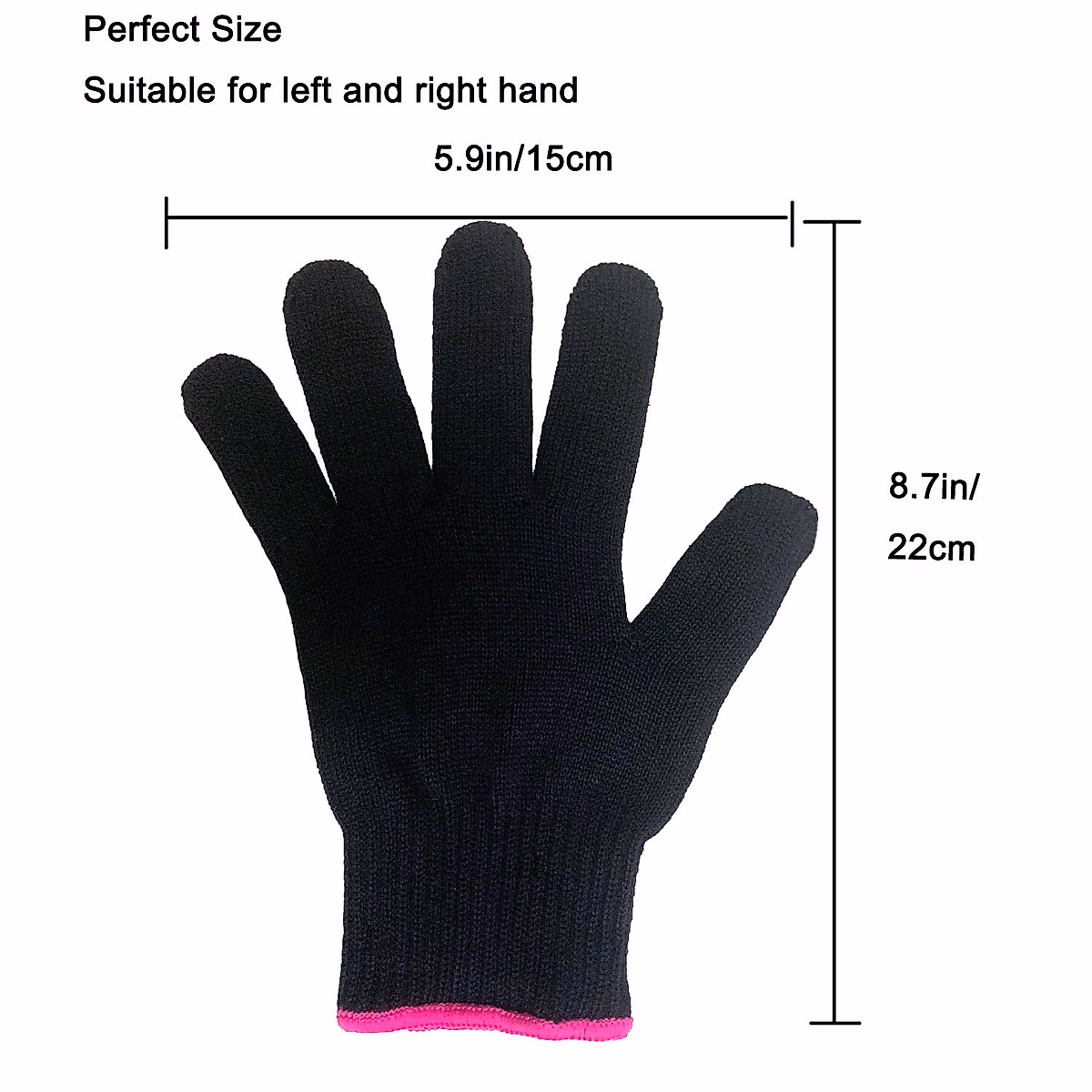 Lessmon Professional Heat Resistant Glove for Hair Styling Heat Blocking for Curling, Flat Iron and Curling Wand Suitable for Left and Right Hands, 1 Piece, Pink Edge