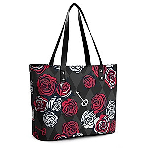 Womens Handbag Roses Flowers Leather Tote Bag Top Handle Satchel Bags For Lady