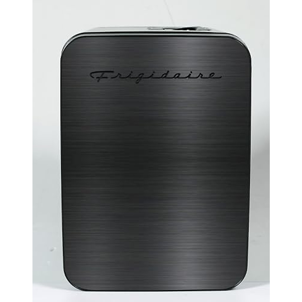 Frigidaire Mini Personal Fridge Cooler, Countertop, Holds Up to 10L/15 Cans, Brushed Black Stainless Rugged Design, Portable for Skincare, Makeup, Car, Office, Bedroom, Dorm Room, or Cabin