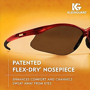 KleenGuard V30 Nemesis Safety Glasses (22611), Smoke Anti-Fog Lens, Red Frame, 12 Pairs / Case
