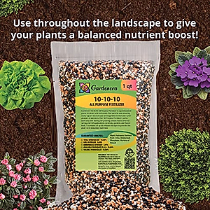 All-Purpose Planting and Growing Food 10-10-10 Fertilizer by Gardenera - Boost Your Garden's Growth - 2 Quart