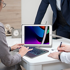 edaiser Swivel Keyboard Case for iPad 10.2 inch 9th 8th 7th, iPad Air 3rd and iPad Pro 10.5 2nd Generation: Wireless Rotatable Cover, Pencil Holder, Smart Trackpad, RGB Backlit, Black