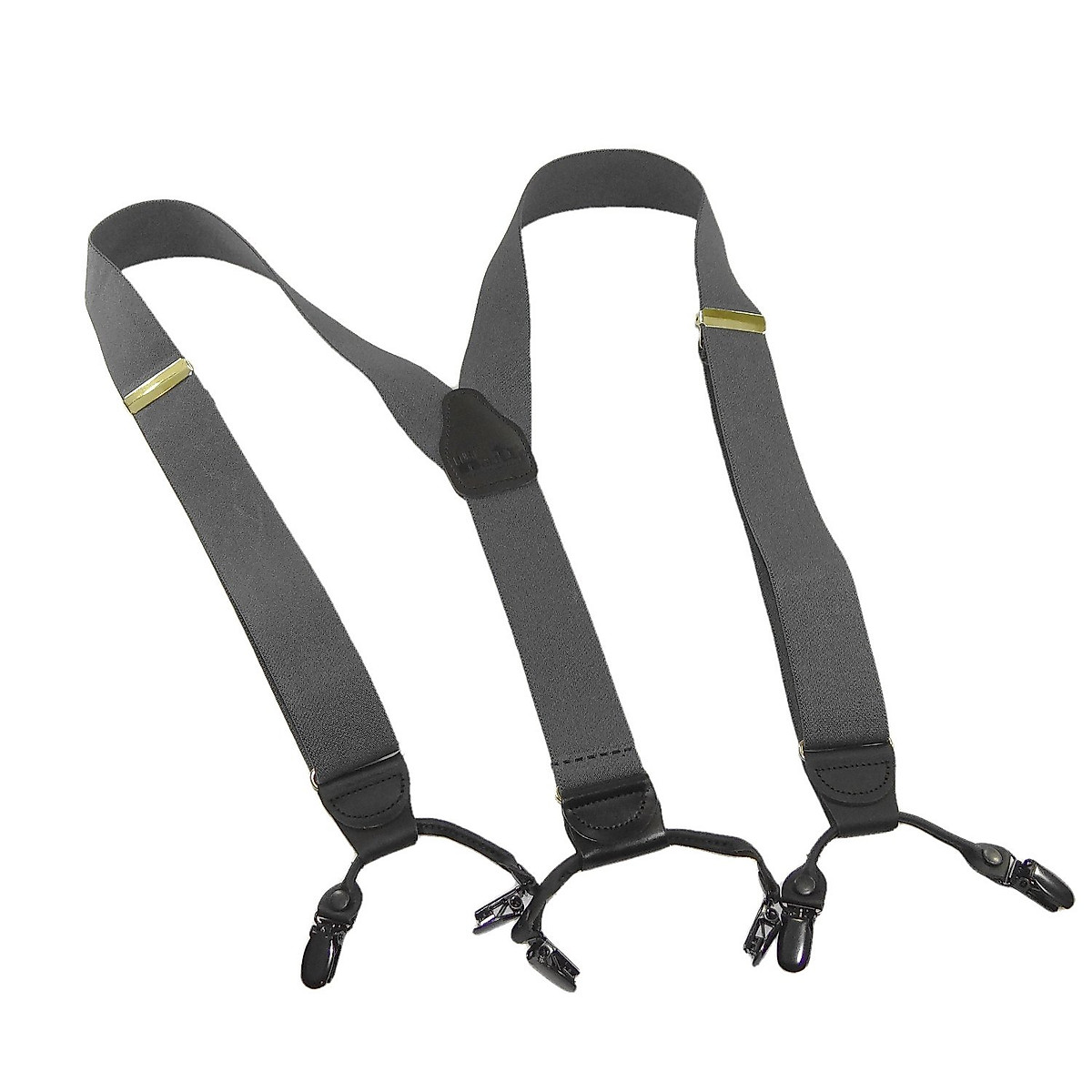 Holdup Brand Casual series Slate Dual Clip Double-Up style Suspenders for Men withNo-Slip® black clips