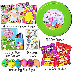Easter Care Package for Kids - Prefilled Complete with Toys & Candy, Pre-made Basket Fillers Stuffed Box, Boys, Girls, Adults, teens,toddler, Premade Easter Baskets, (Pink Bunny)