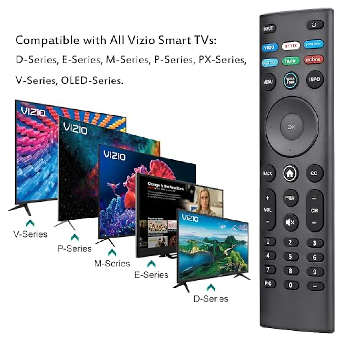 XRT140 Universal Remote Control for All VIZIO Smart TVs, TV Remote Replacement for VIZIO TV Smartcast D-Series E-Series M-Series P/PX-Series V-Series, OLED-Series
