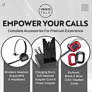 INNOTALK Wireless Remote Answering Headset Compatible with Avaya 9608, 9610, 9611, 9620, 9621, 9630, 9640, 9641, 9650, 9670