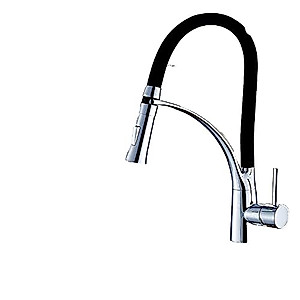 Black LED ORB Kitchen Faucet Pull-Out Sprayer 360 Rotation Single Handle Mixer Tap Sink Faucet Black Rubber Faucets