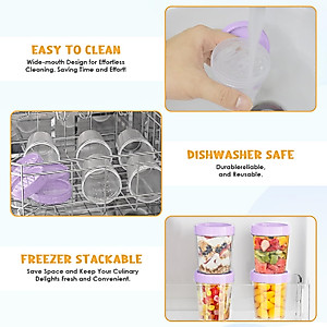 wewnen 12 Pack Salad Dressing Container 4 oz Plastic Leak Proof Condiment Container With Screw Cap Reusable Stackable Food Storage Freezer Containers